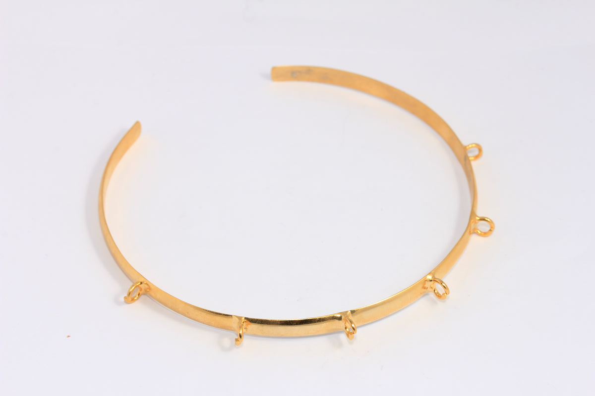 6mm 24k Shiny Gold Wire Choker Necklace With 6 Holes, Adjustable ...