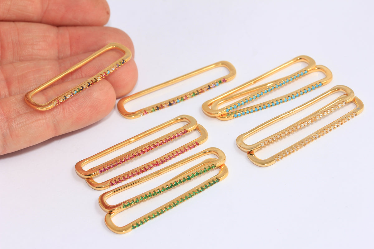 12x44mm 24k Shiny Gold Ear Charm, CZ Non-Pierced Earring Accessories ...