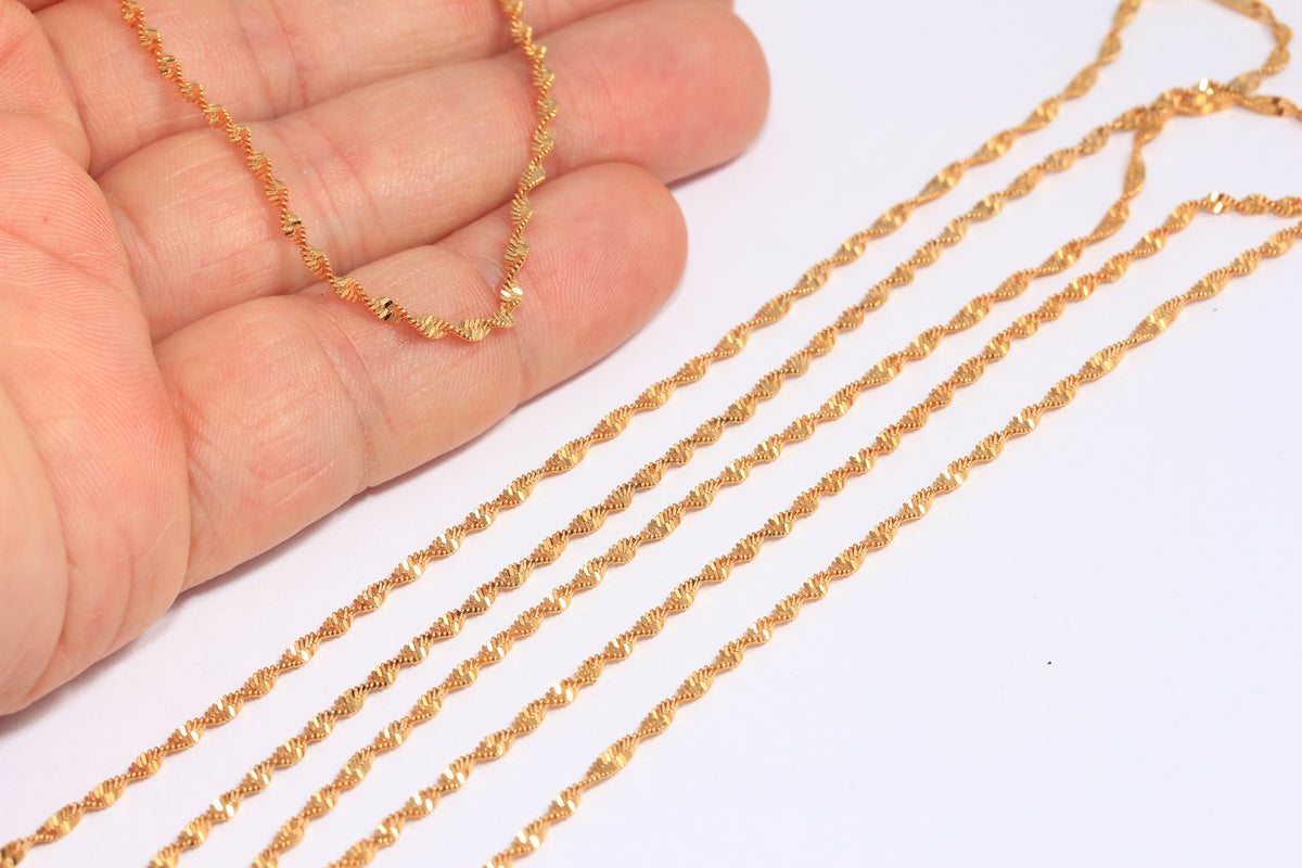 2mm 24k Shiny Gold Snake Chains, Knitted Rope Chains, BXB251-2 ...