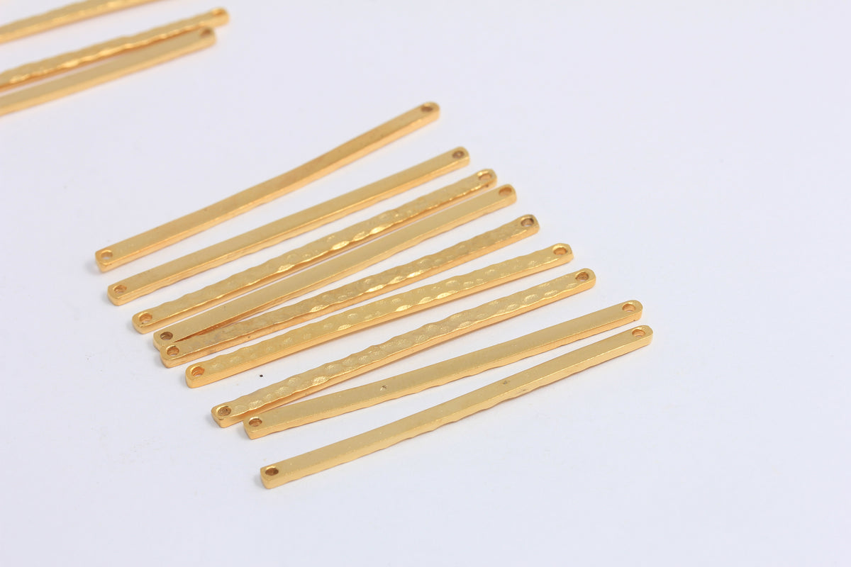 2,5x48mm 24k Matt Gold Bars, Gold Hammered Bar, Two Hole Bar, BRT599 ...
