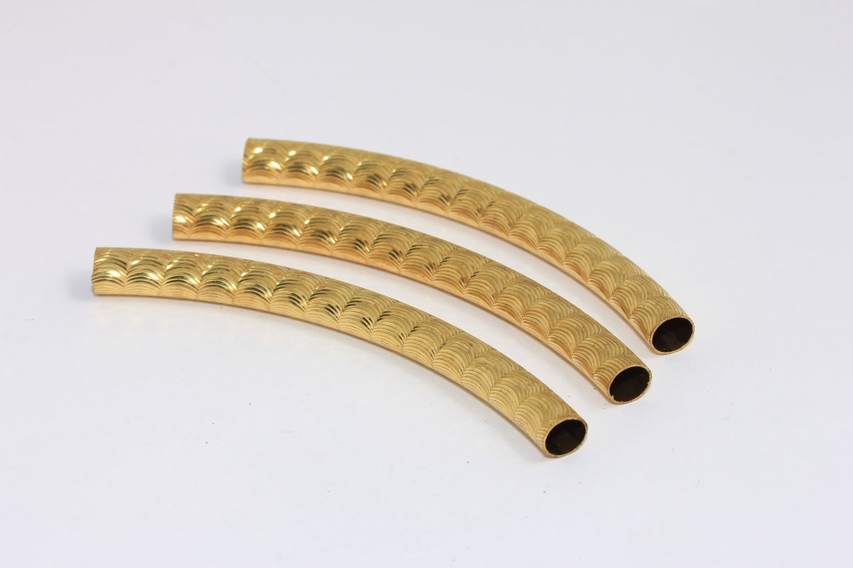 7,5x90mm Raw Brass Curved Tubes, Tube Pendant, Round Collar Tubes ...