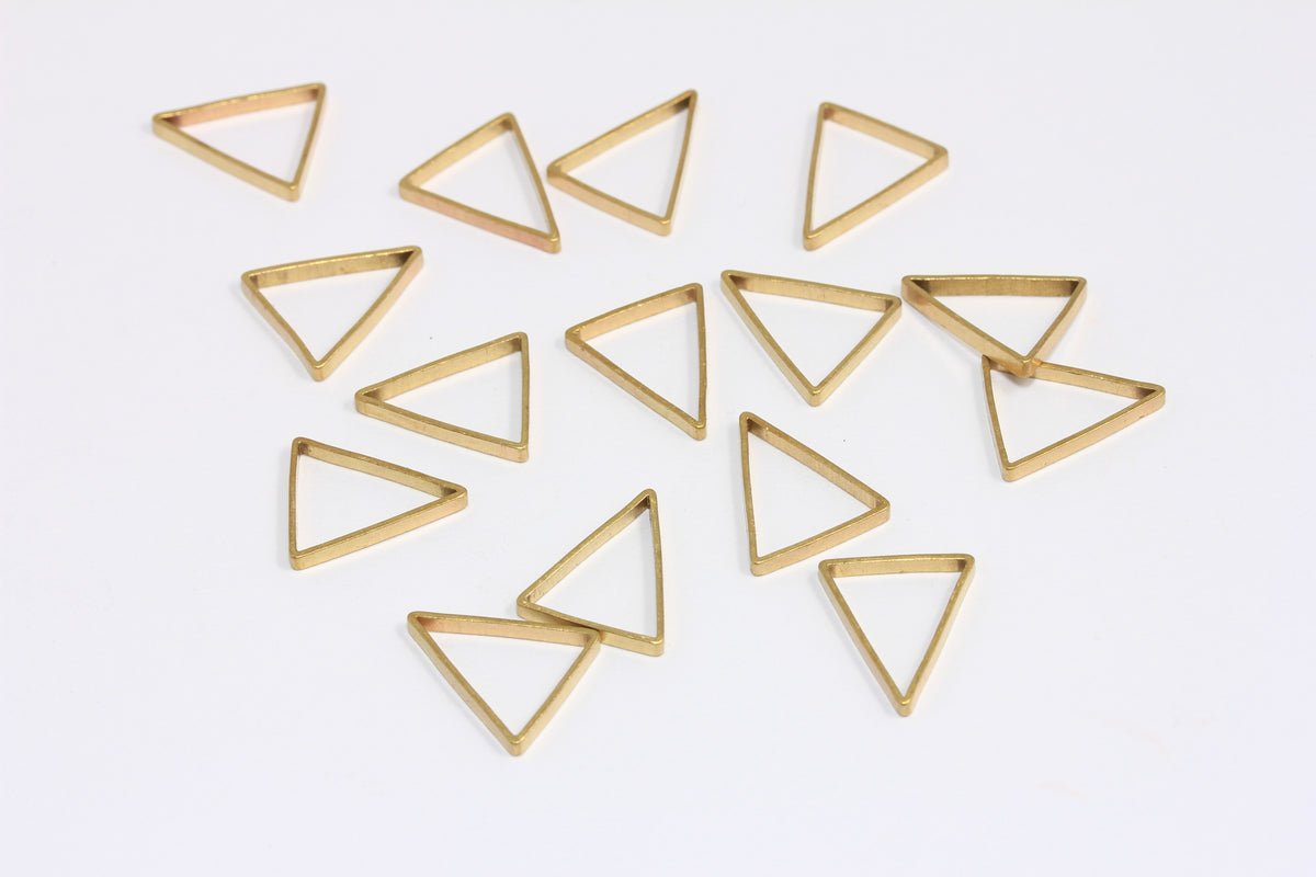 13x15mm Raw Brass Triangle Connector, Triangle Link Charm, Outline Tri ...