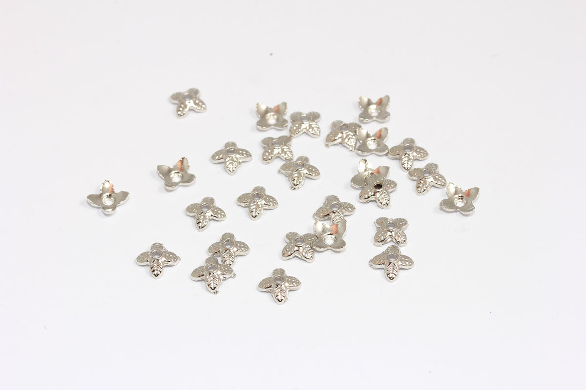 Rhodium Plated Bead Caps, For 5-6mm Beads, Mini End Caps, Flower Bead ...