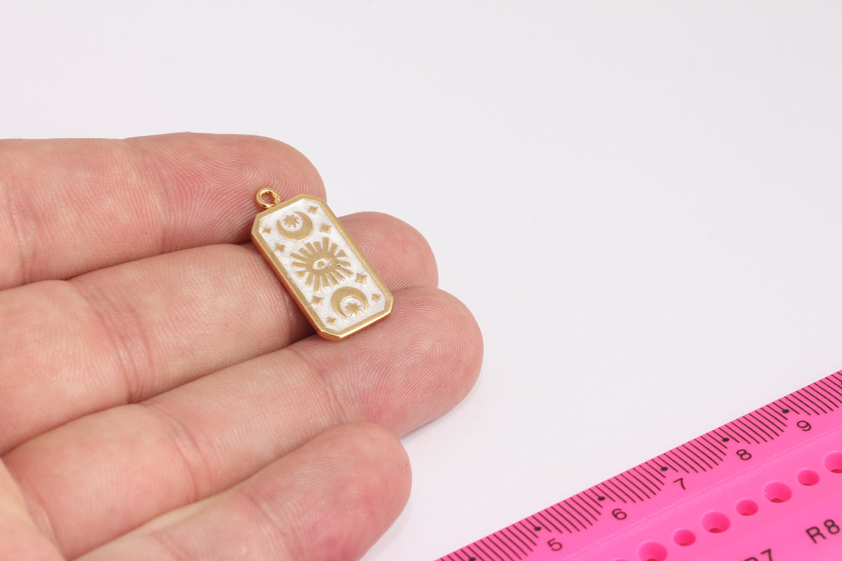 12x25mm 24k Shiny Gold Sun Eye, Moon and Stars, Evil Eye Sun, Sun Pend ...