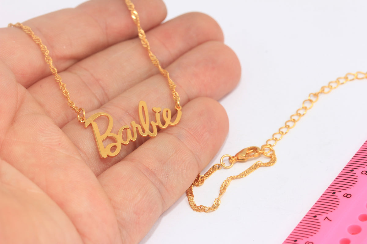 24k Shiny Gold Barbie Necklace, Gold Barbie Pendant Necklace, SLM839 ...