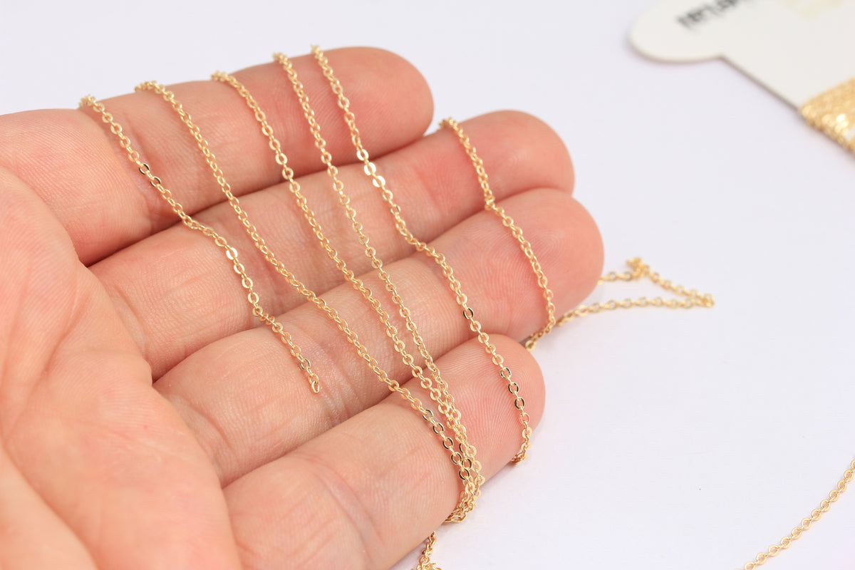 1,4mm 24k Shiny Gold Cable Chain, Tiny Rolo Chains, CHK270 Jewelry ...