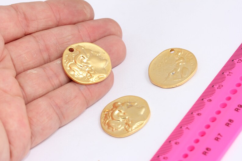 27mm 24k Matt Gold Medallion, Gold Greek Coins, Antique MTE525 Jewelry ...