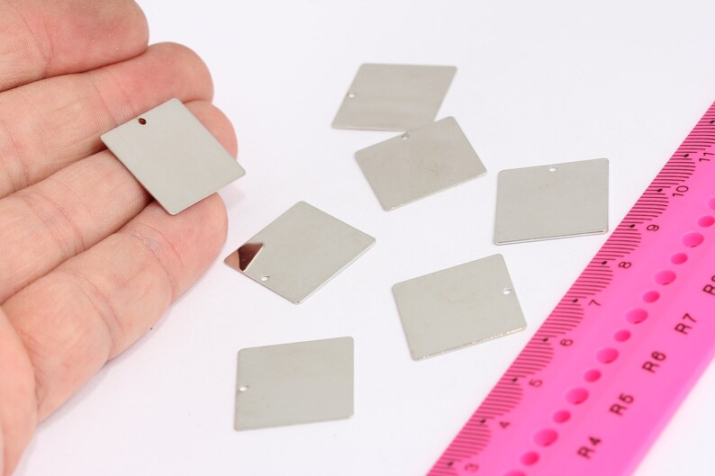 18mm Rhodium Plated Square Disc, Square , Stamping, Disc MTE612 ...