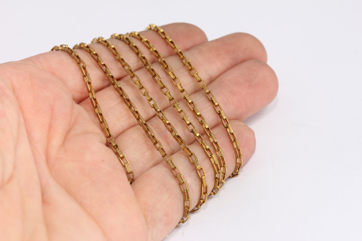 2,1x3,6mm Raw Brass Rolo Chains, Brass Square Link Chains, KPT19-2 ...