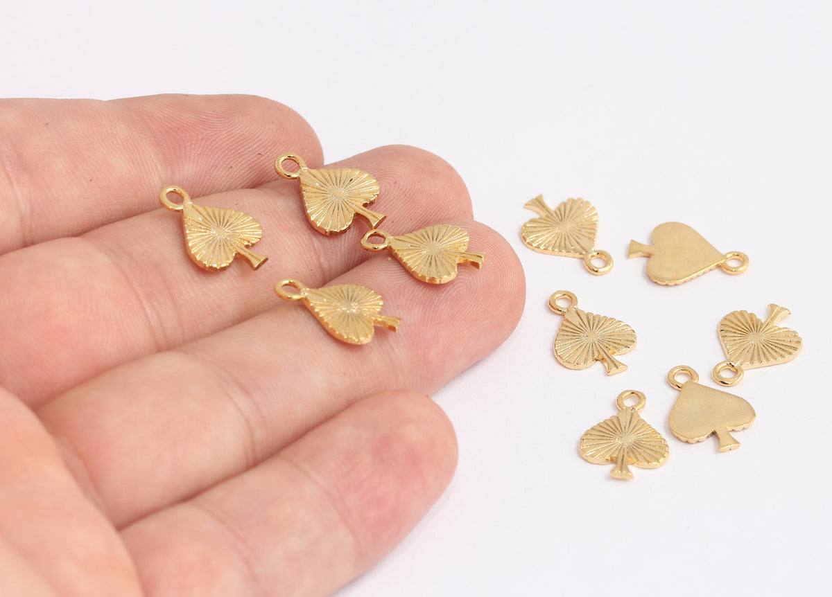 11x16mm 24 Shiny Gold Plated Playing Card Charms, Spades Symbol Beads ...