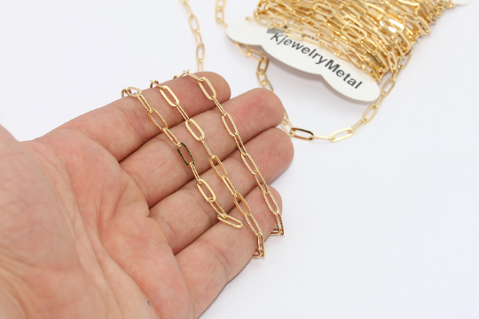 4x11mm 24k Shiny Gold Link Chain, Gold, Brass chains BXB256 Jewelry ...