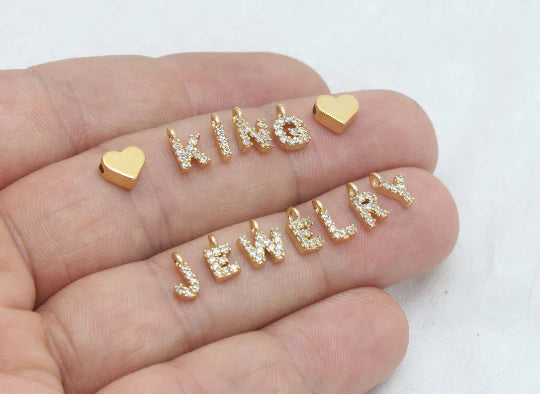24k Shiny Gold Cz Letter , A-Z Letters -pave letter gold latters HRF24 ...