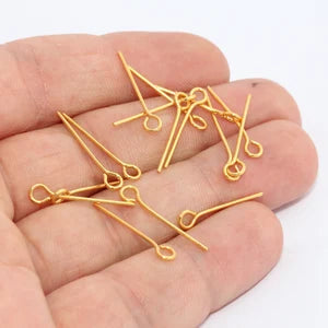 20mm 24k Shiny Gold ,Eye Pins, Hoop Eye pin, Eye Pins,Gold TBP44 ...
