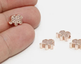Rose Gold Elephant , Micro Pave Elephant , Elephant Jewelry zrcn344 ...