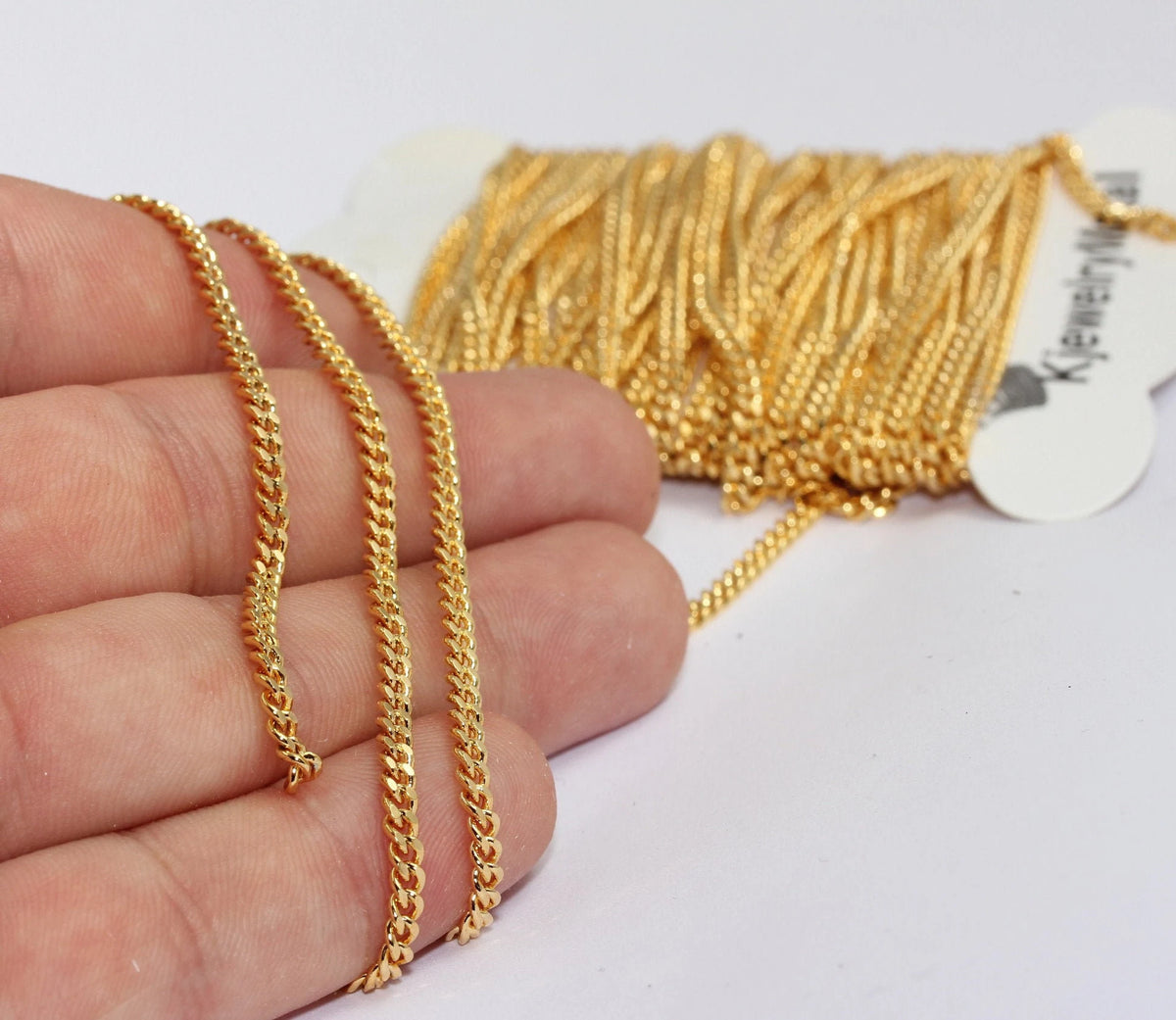 3x3,5mm 24k Shiny Gold Curb Chains, Necklace Chains, Curb CHK426 ...