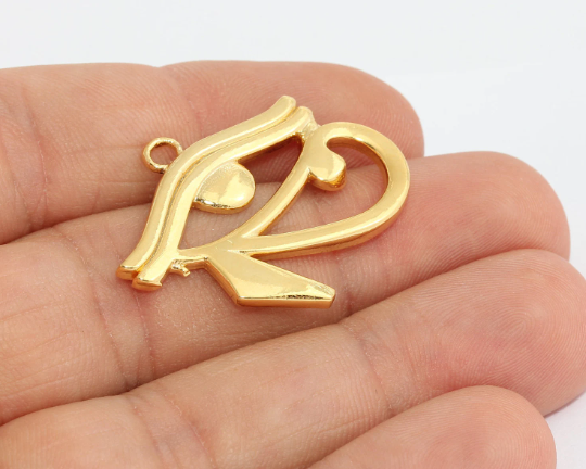 26x33mm 24k Shiny Gold Egyptian Eye Horus Necklace Mte511 — Kjewelry