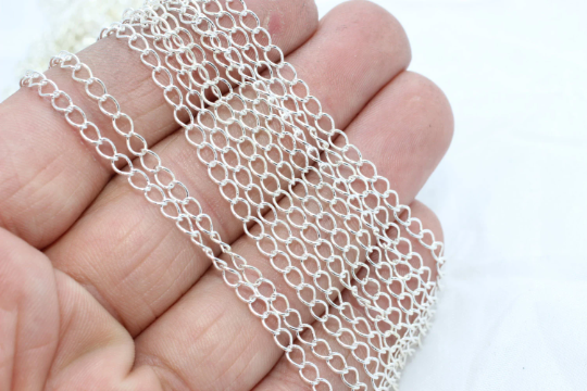3,5x5mm Silver Color Chain, Curb Chains, Silver Plated , BXB9 Jewelry ...