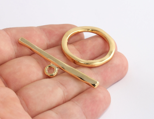 31mm 24k Shiny Gold Toggle Clasp, Ring T Bar, T Bar Large CHK131 ...