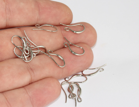 8x15mm Rhodium Plated Earring Hooks Fish Hooks Earring Settings CMR113