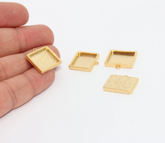 18x19mm 24k Matt Gold Frames, Frame Pendant, Frame MTE1140 Jewelry ...