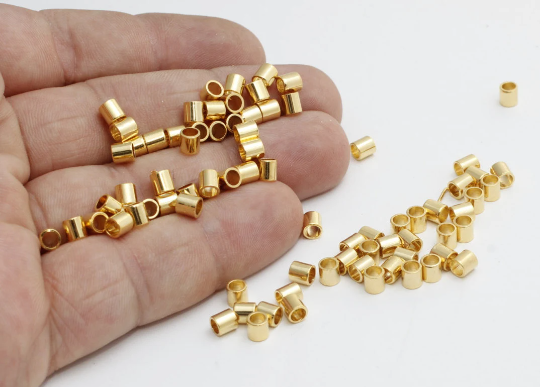4x4mm 24K Shiny Gold Spacer Tubes, Tiny Spacer Tubes, BRT364 Jewelry ...