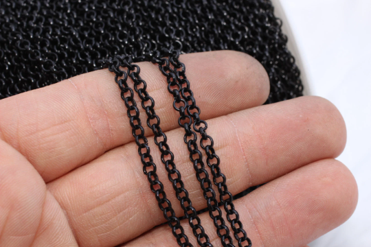 Black Painted Rolo Chains (3,5mm) Unsoldered Chains - Black Painted Ch ...